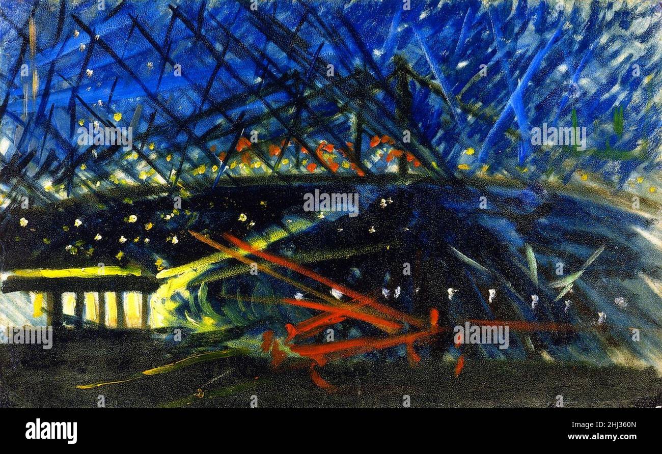 Joseph Stella night-view-of-brooklyn-bridge-1918 Stock Photo - Alamy