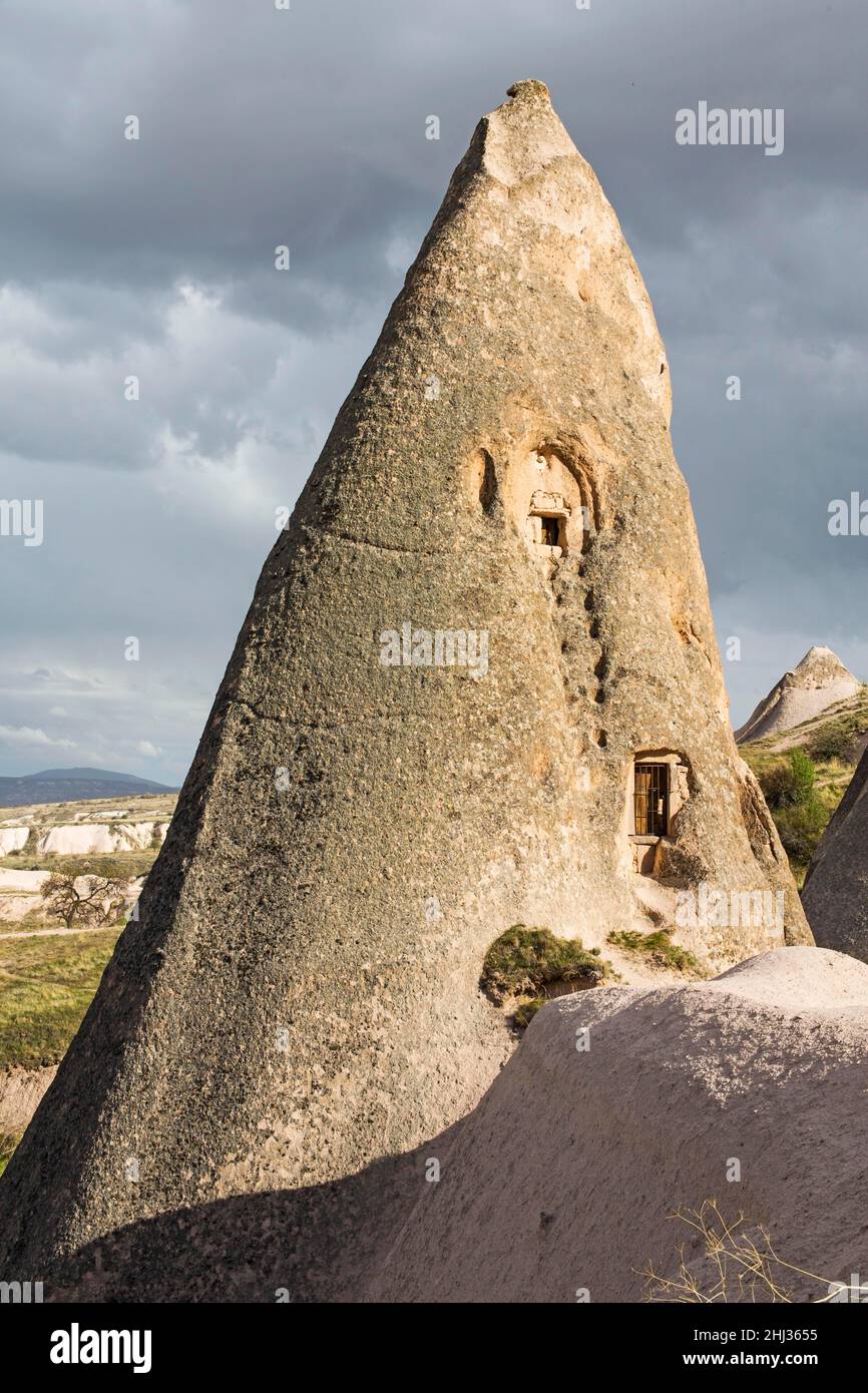 Residential tower, fantastic tuff formations, Cappadocia, Turkey ...