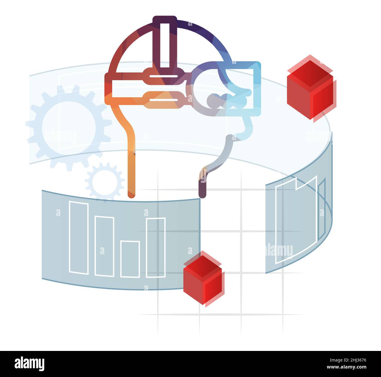 Learning with Virtual Reality System - Illustration as EPS 10 File ...