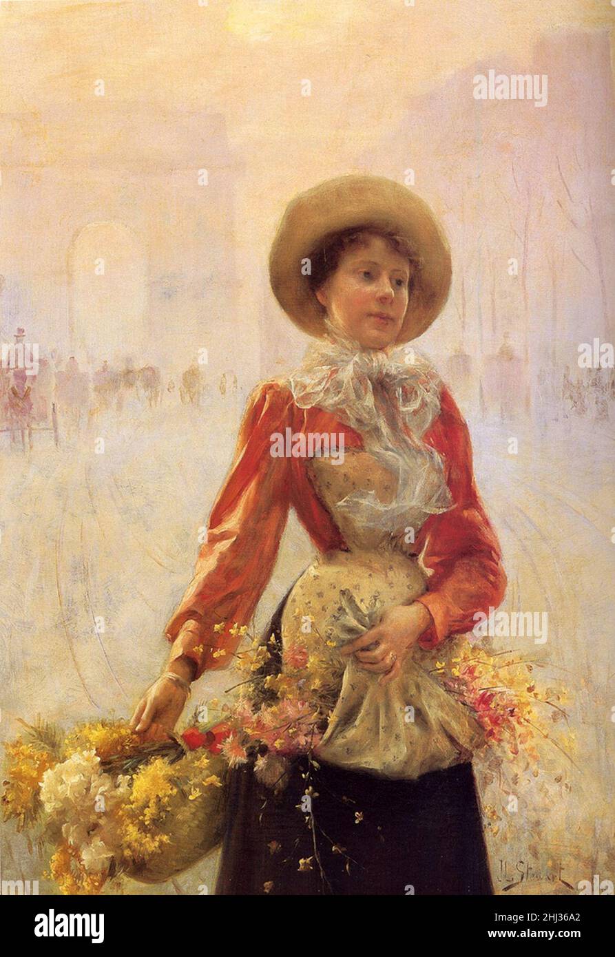 Julius Leblanc Stewart Flower Girl 1890 Stock Photo - Alamy