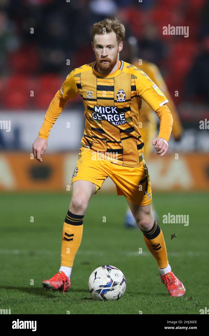 Cambridge United's James Brophy during the Papa John's Trophy quarter ...