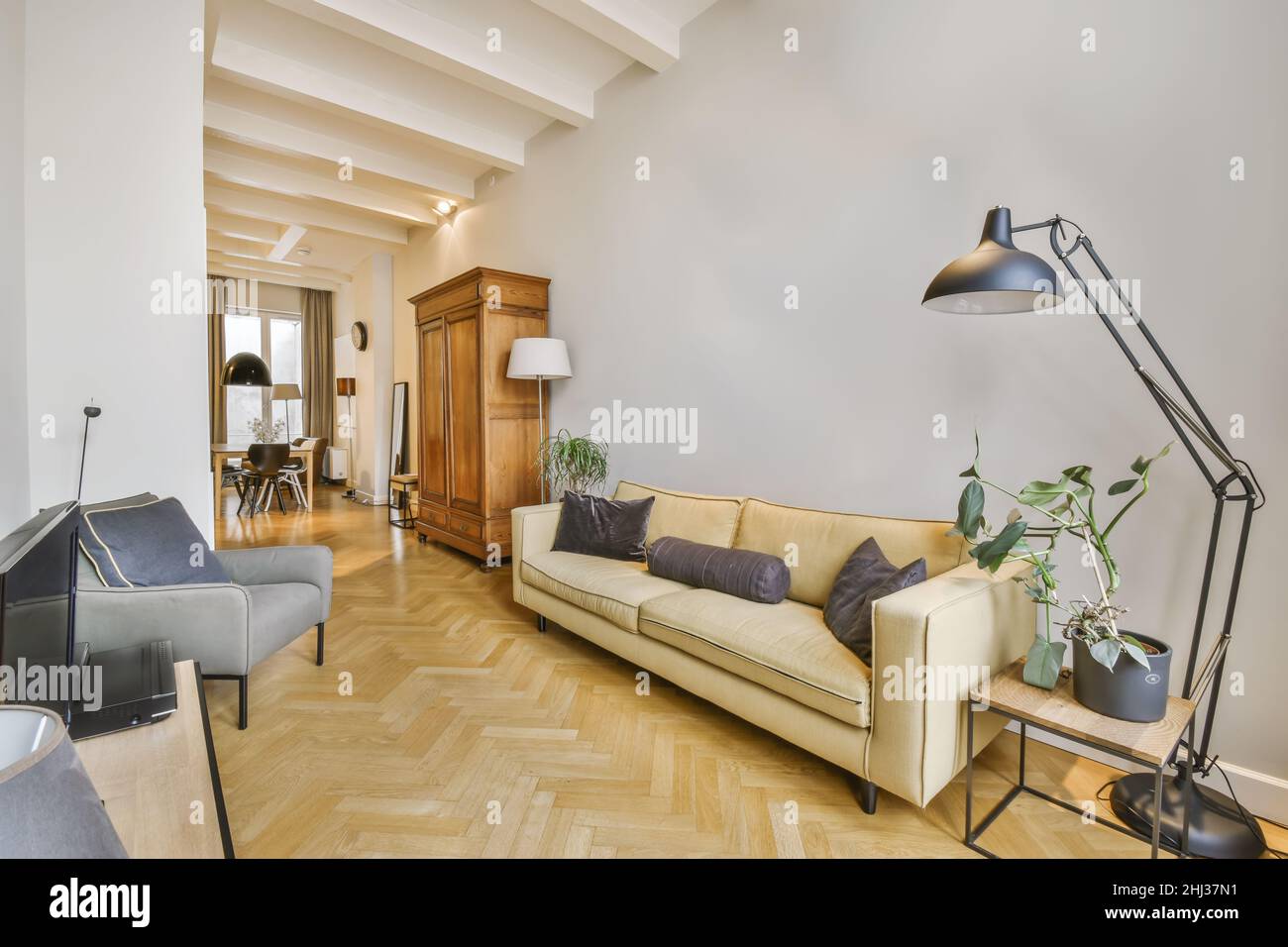 Interior design of small clean living room Stock Photo - Alamy