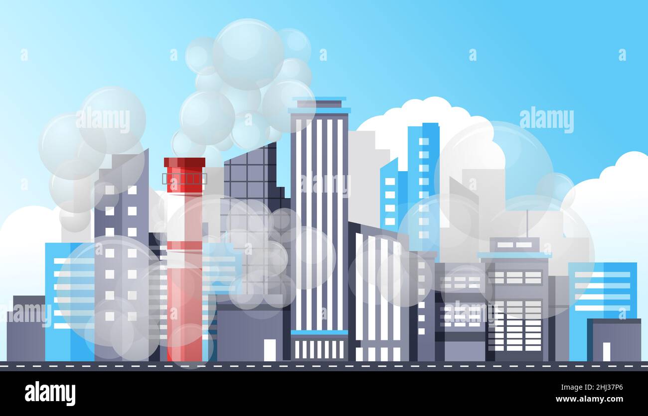 Carbon Emissions - Urban City Pollution - Illustration as EPS 10 File ...