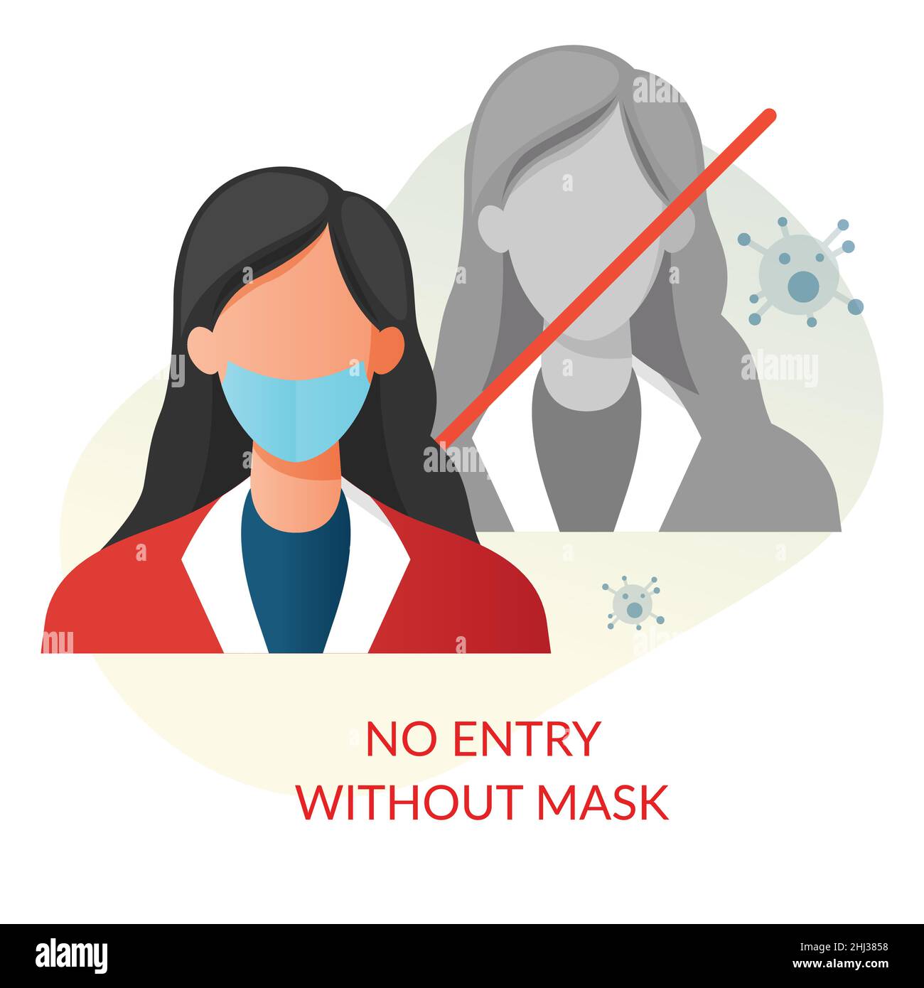 No Entry Without Protective Face Mask - Icon as EPS 10 File Stock ...