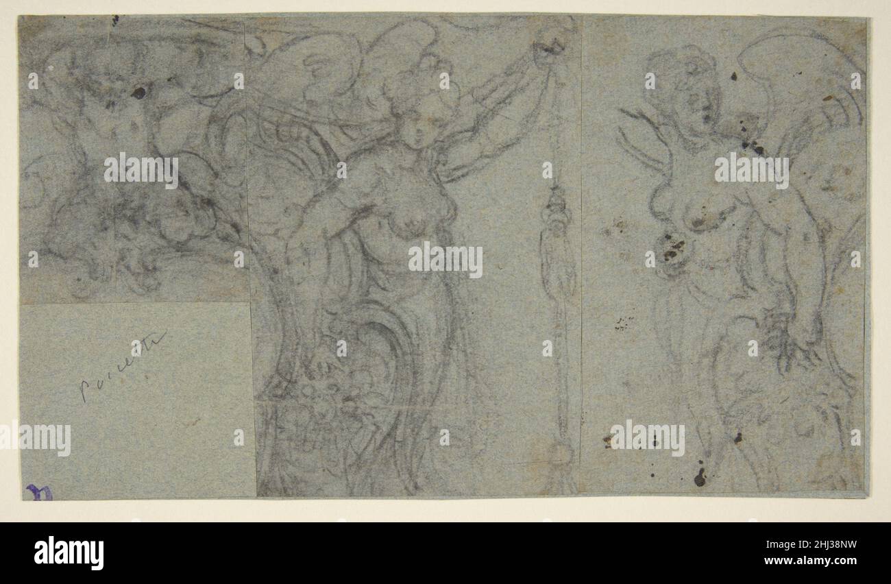 Design with Two Winged Female Figures and a Putto 1548–1612 Bernardino ...
