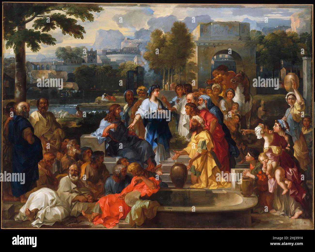 Sébastien Bourdon - Christ and the Samaritan Woman Stock Photo - Alamy