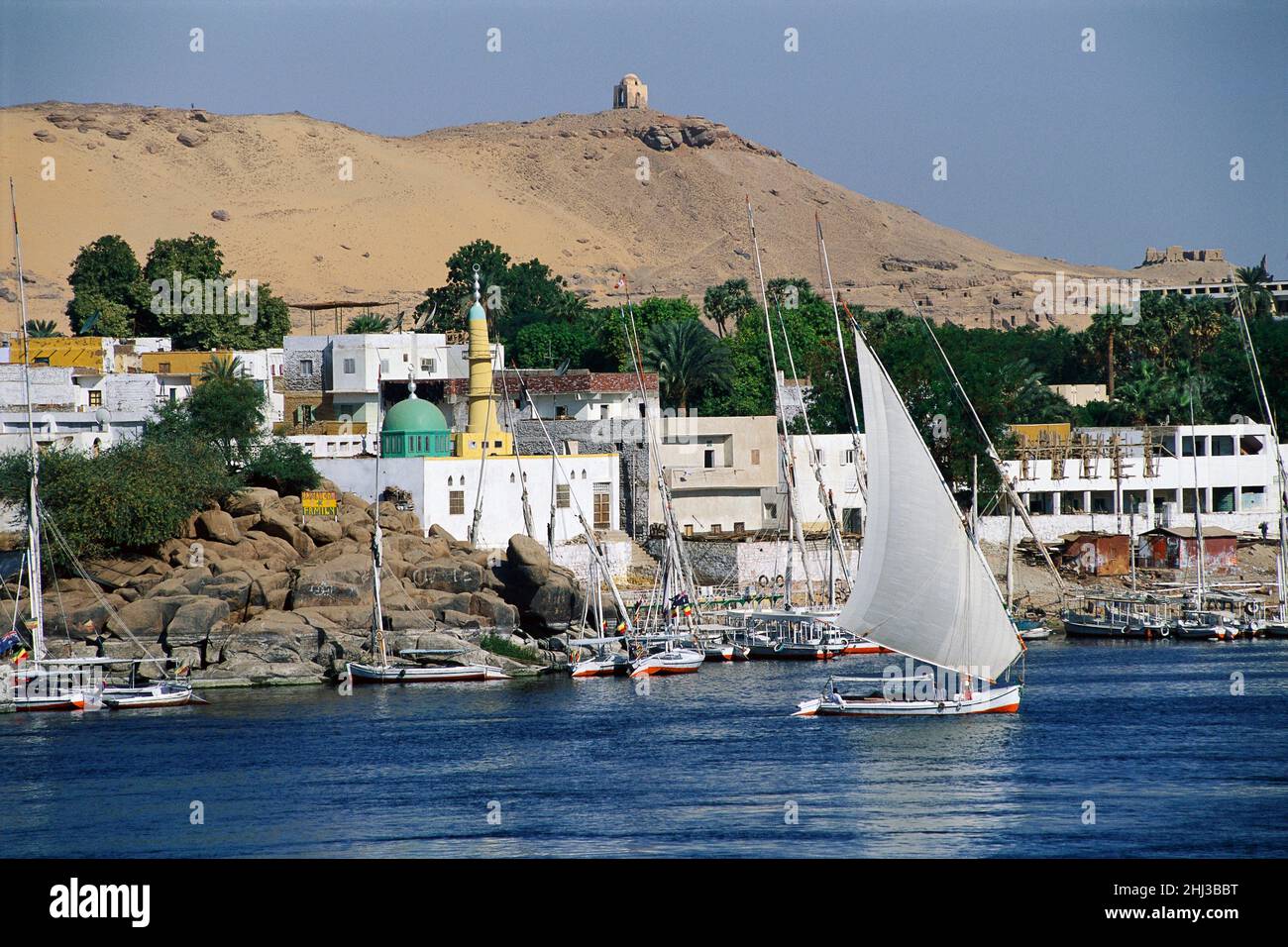 Felucca Boats on the Nile River Aswan, Egypt Stock Photo - Alamy