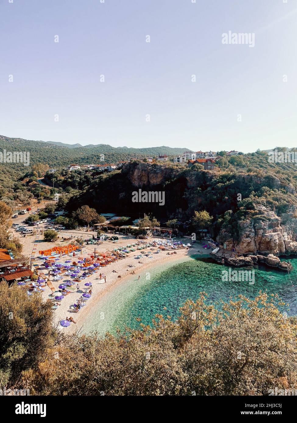 Sunny Mediterranean beach in Turkey. Big Pebble Beach, Turkish ...