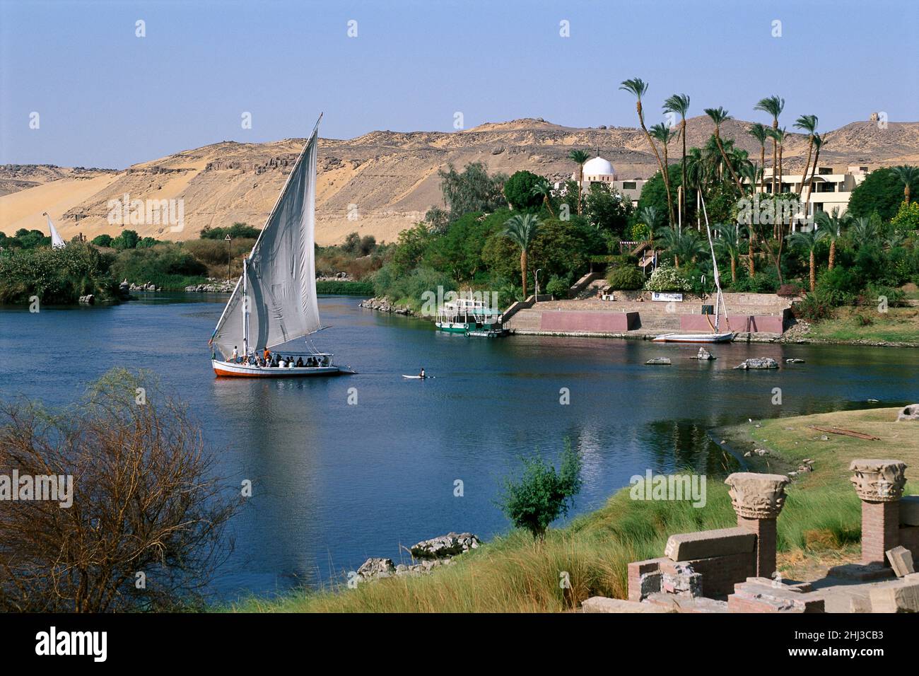 Feluka Boat on the Nile River Aswan, Egypt Stock Photo - Alamy