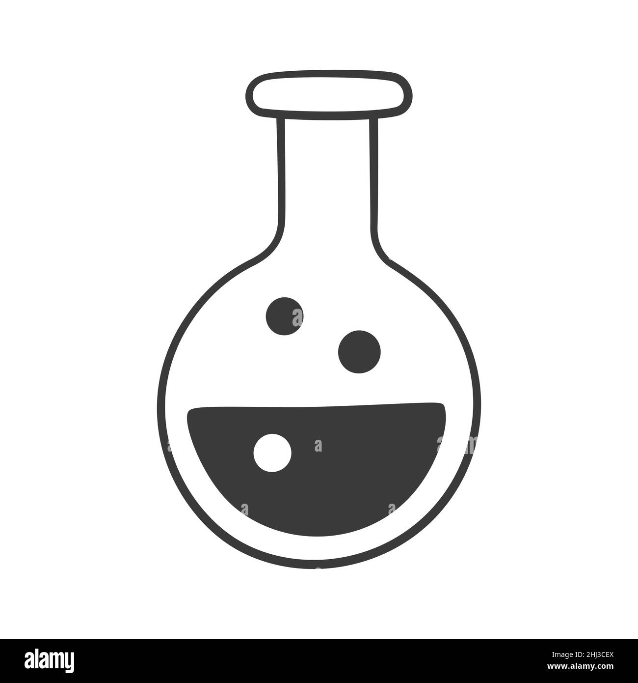 Laboratory flask icon in doodle style. Children drawing. Hand drawn ...