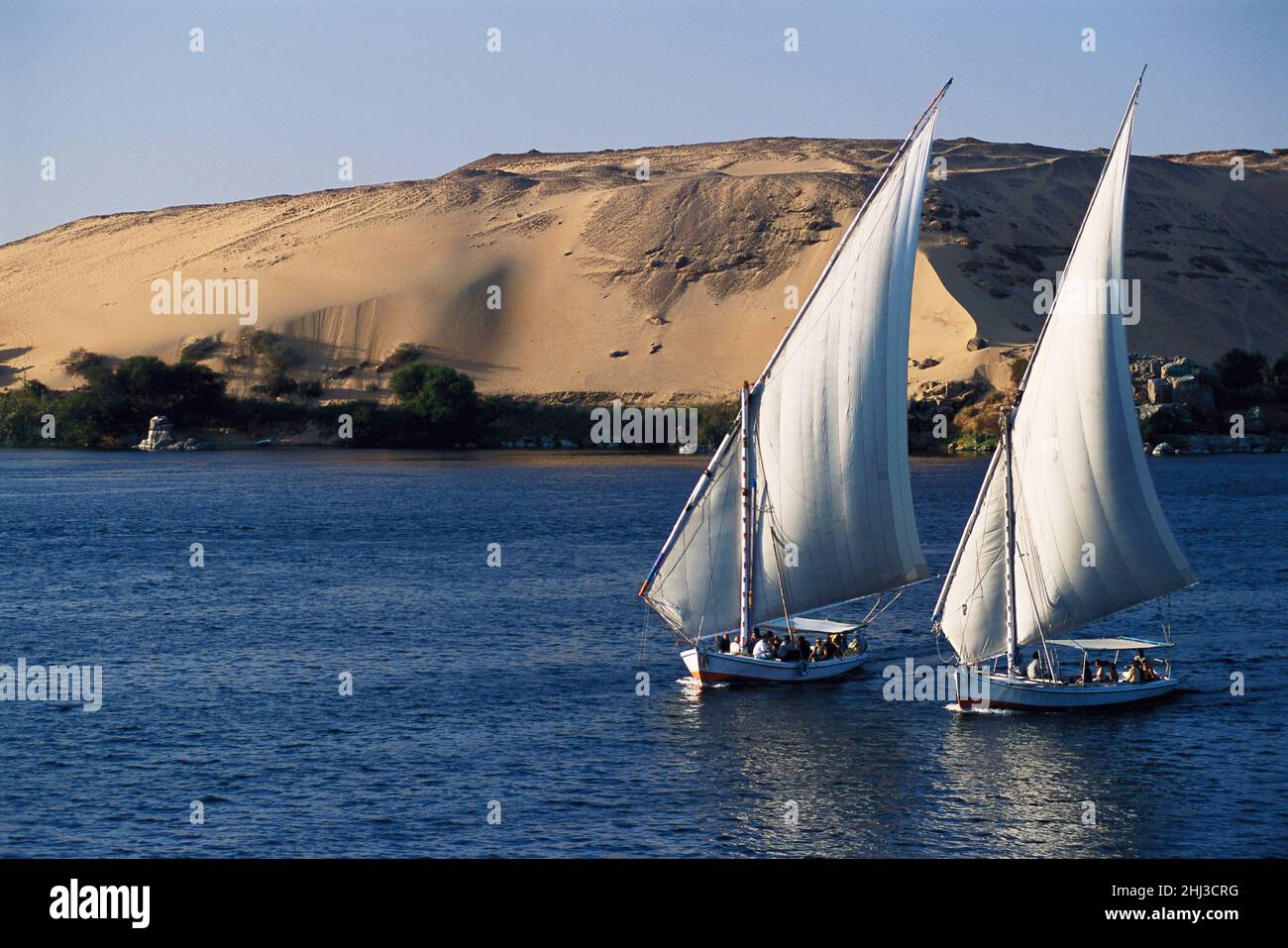 Feluka Boats on the Nile River Aswan, Egypt Stock Photo - Alamy