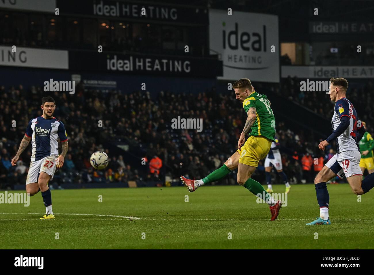 Emil Riis Jakobsen #19 of Preston North End shoots on goal Stock Photo ...