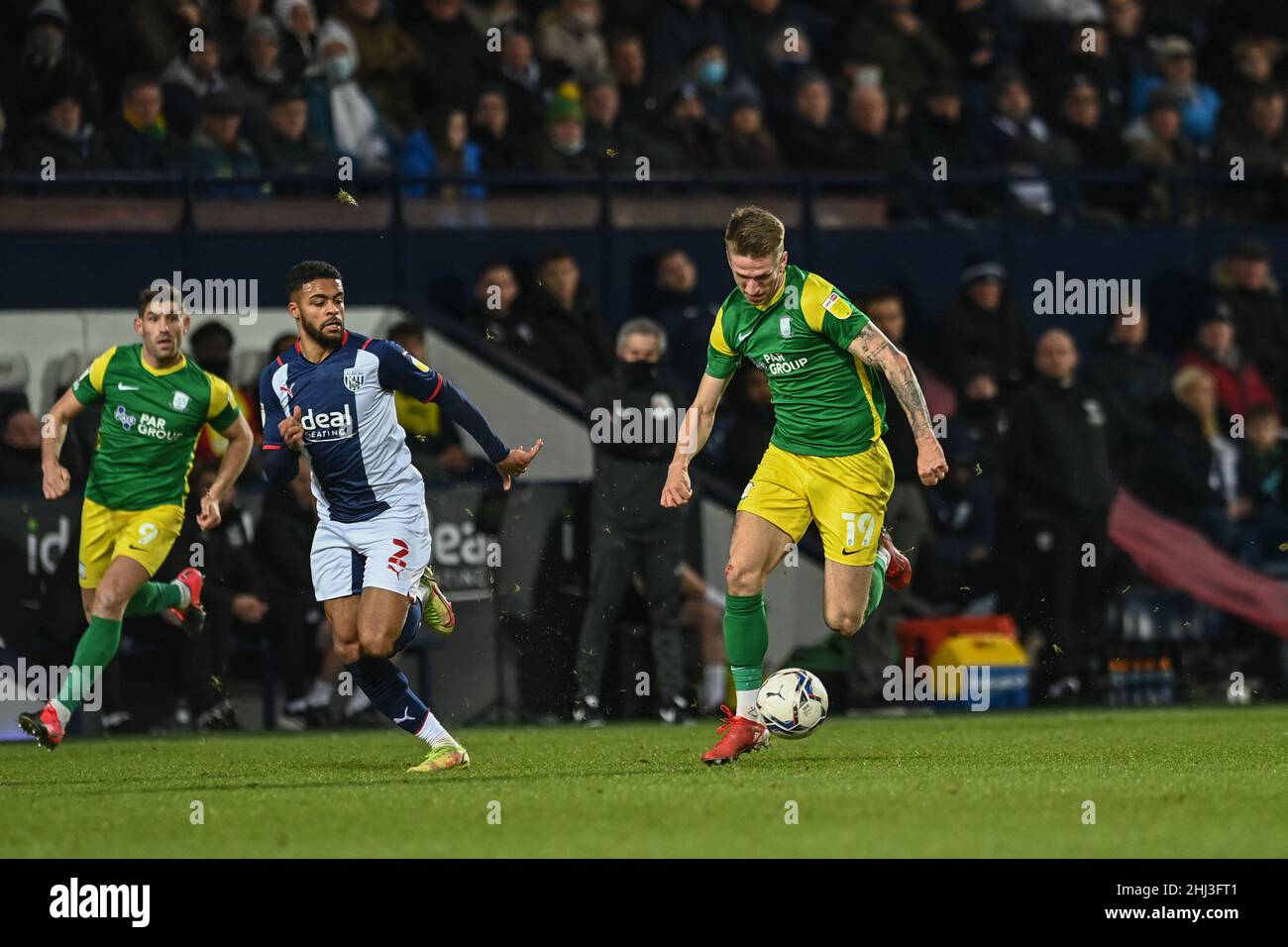 Emil Riis Jakobsen #19 of Preston North End breaks Stock Photo - Alamy