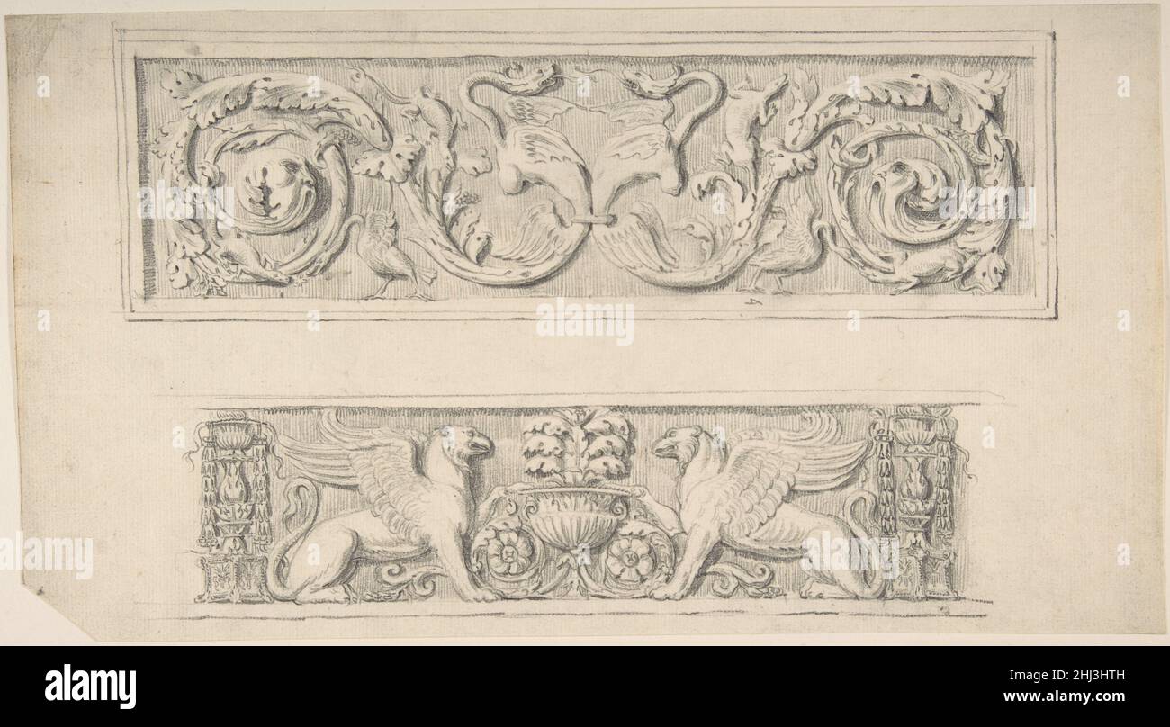 Two Frieze Designs: Decorated with Birds, Reptiles and Vines, Griffins ...