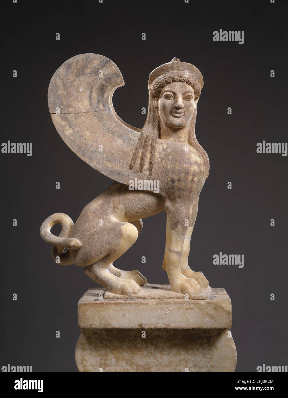 Marble capital and finial in the form of a sphinx ca. 530 B.C. Greek ...