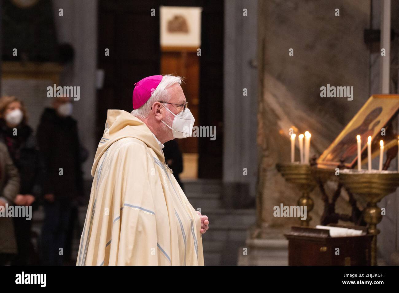 Rome, Italy. 26th Jan, 2022. Msgr. Paul Gallagher during the prayer for ...