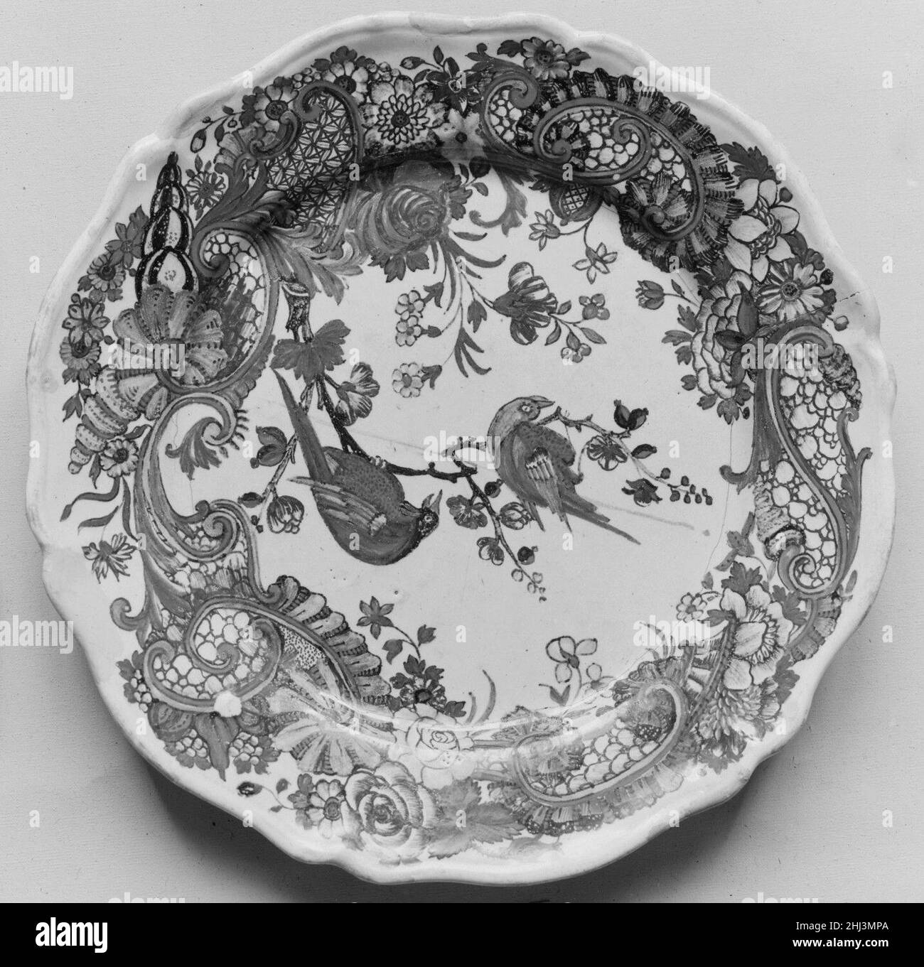 Plate ca. 1750 French, Rouen Faience, or tin-glazed and enameled ...