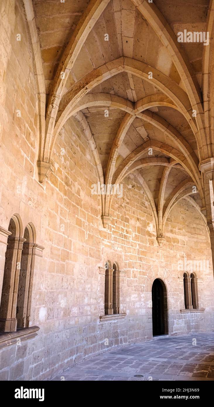 Circular corridor inside the Bellver Castle in Palma de Mallorca Stock ...