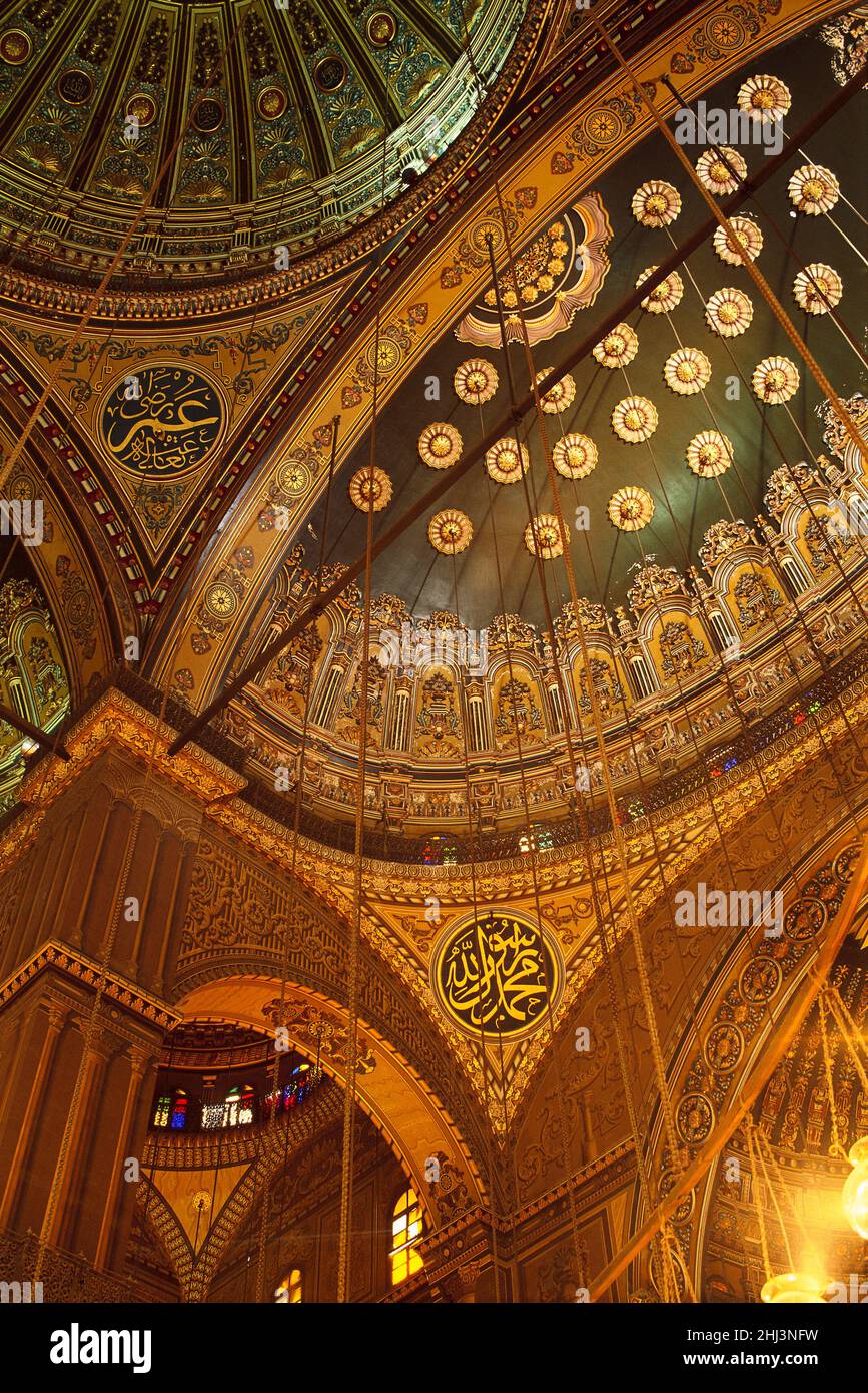 Interior Ceiling of the Great Mosque of Muhammad Ali, Cairo, Egypt ...