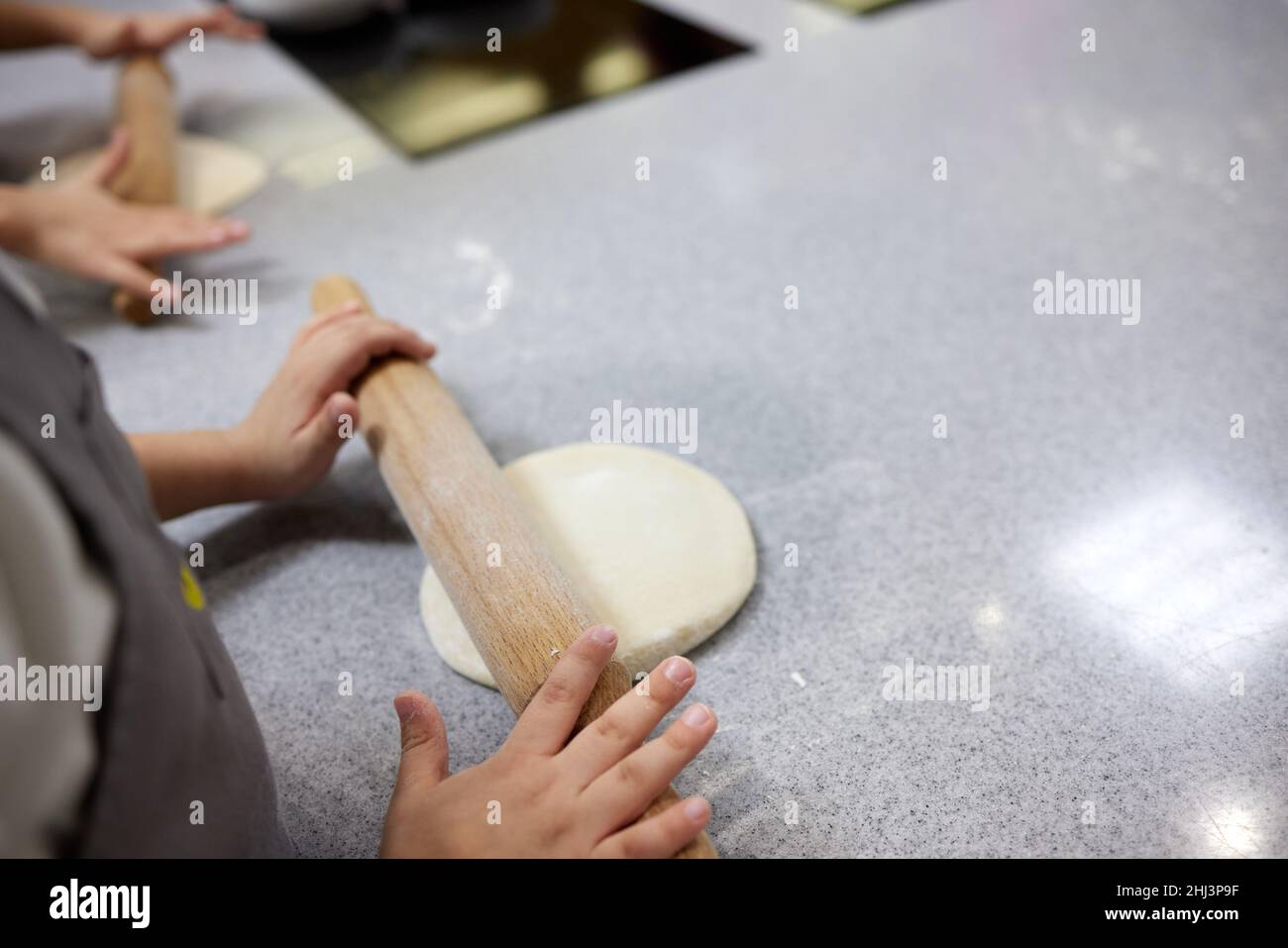 Pizza baking master class for children. Children's birthday Stock Photo ...