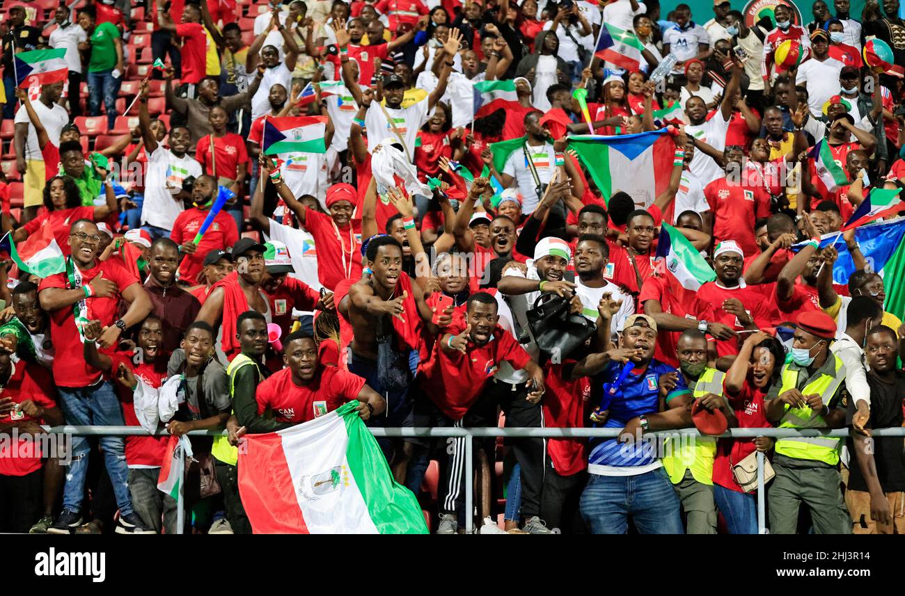 Equatorial guinea fans celebrate after hi-res stock photography and ...
