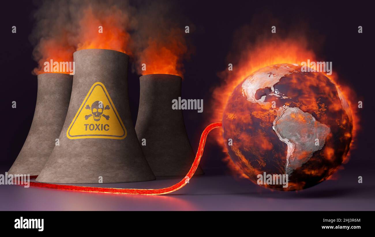 Global warming. Air Pollution. Toxic Industries. Earth in Fire. Chimney ...