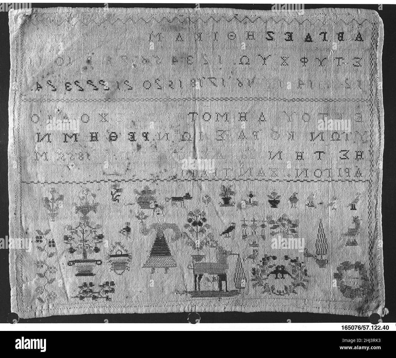 Sampler 1855 Greek Islands, Crete. Sampler 227973 Stock Photo - Alamy