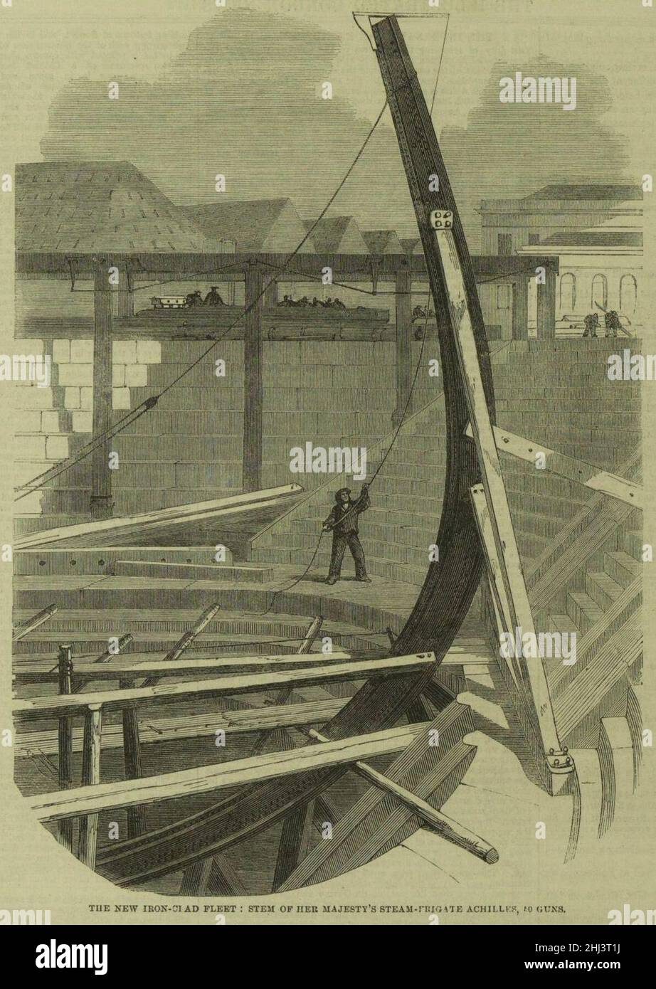 Stem of Her Majesty's Steam-Frigate Achilles, 50 Guns - ILN 1862 Stock ...