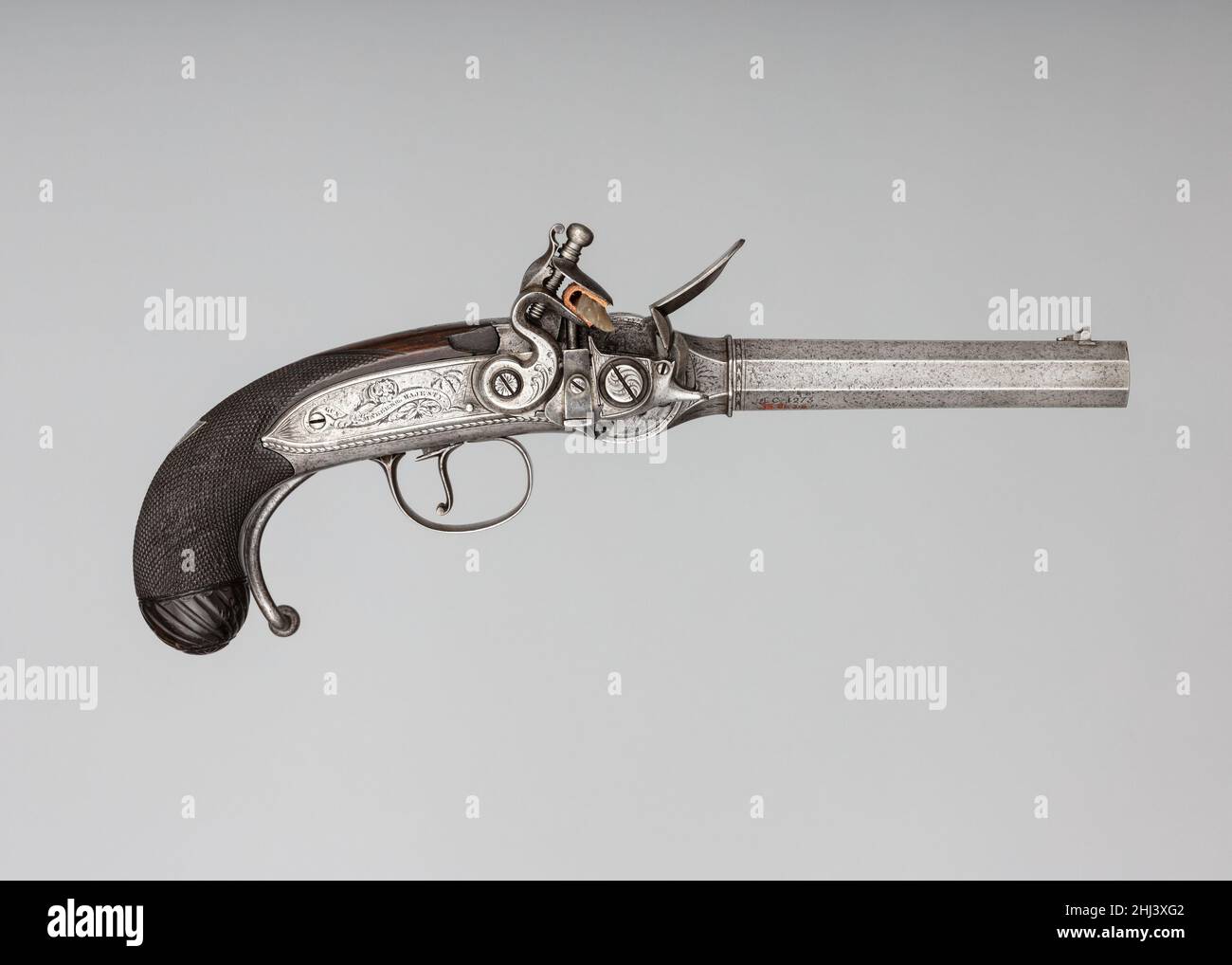 Flintlock Repeating Pistol with Lorenzoni Action, Bearing the Crests of ...