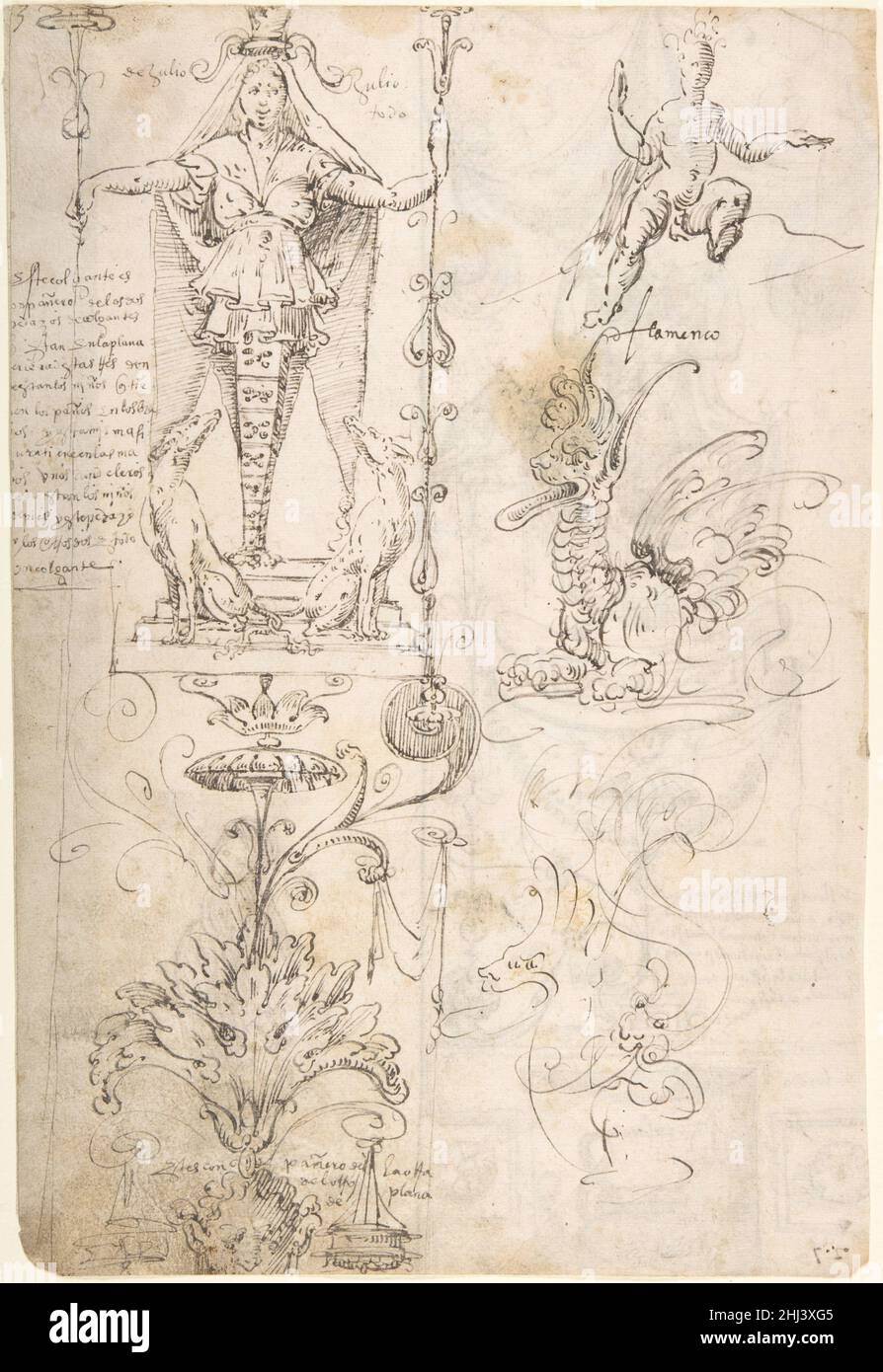 Four different Figure Studies (recto); Grotesque Designs (verso) ca ...