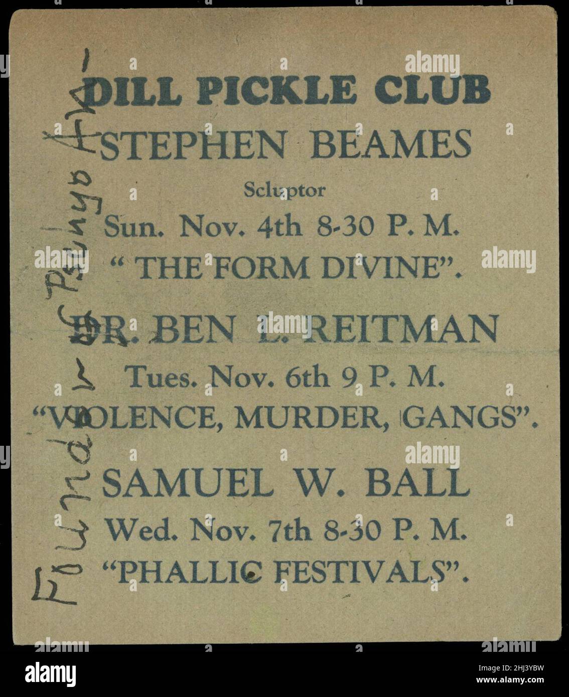 Stephen Beames, ''''The Form Divine'''', Sun., Nov. 4, (1923 or 1928 ...