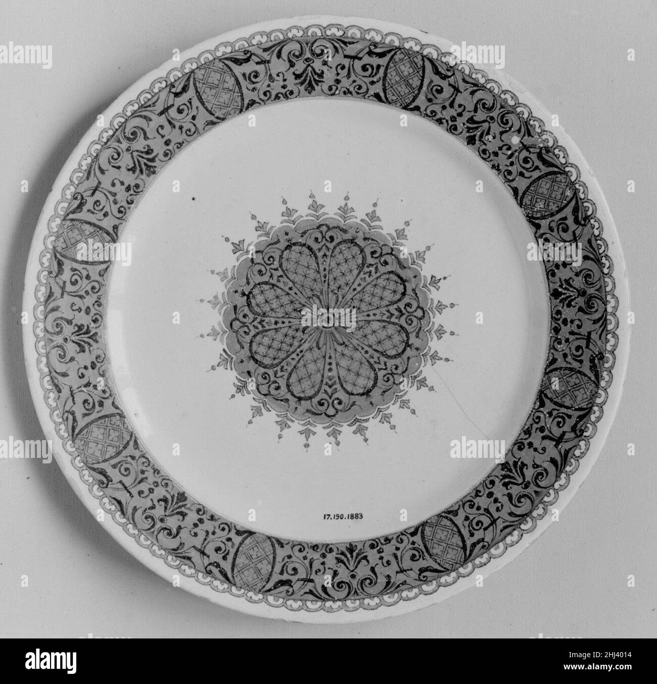 Plate ca. 1750 French, Rouen Faience, or tin-glazed and enameled ...