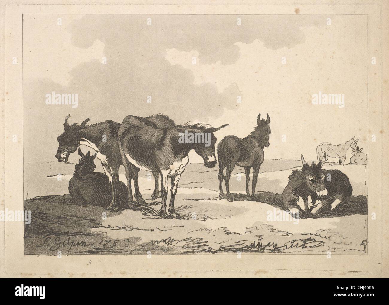 A Group of Five Donkeys, Three Standing, Two Lying 1783–87 Thomas ...