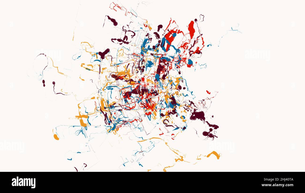 Multi color paint splatter on white background for blog header or ...