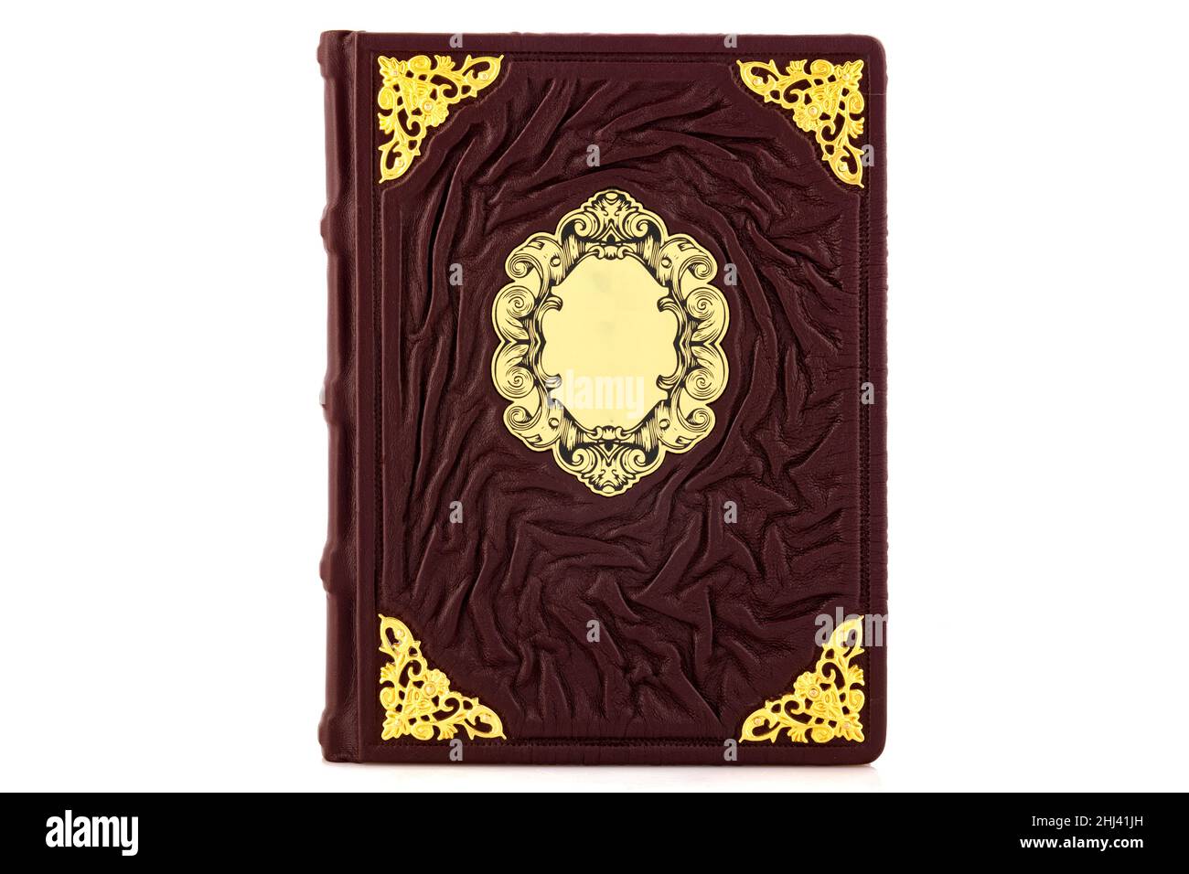 Red Brown Black Gold Leather mockup book with cover color isolated on ...