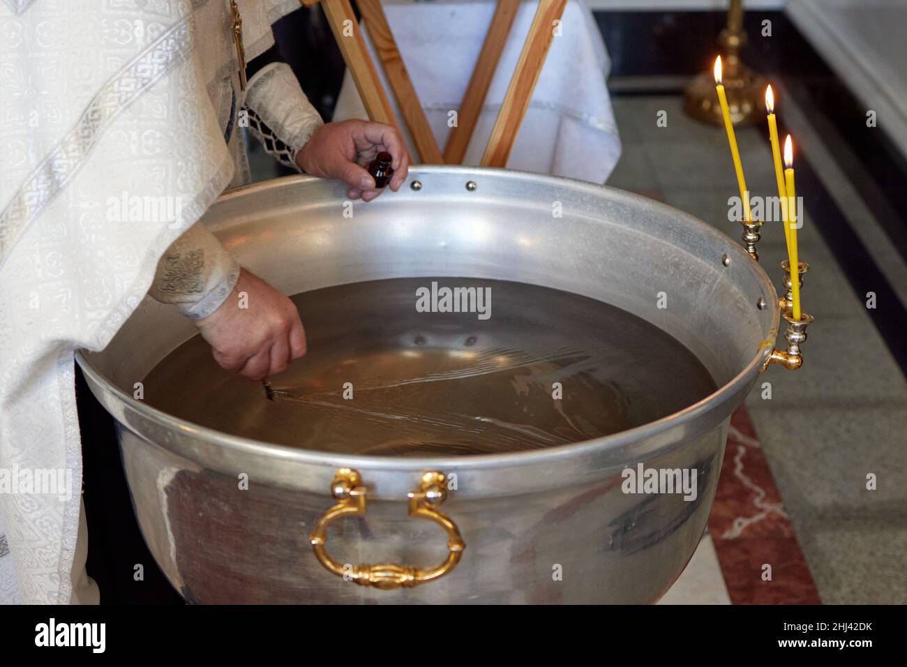 baby christening. Ceremony of a christening in Christian church ...