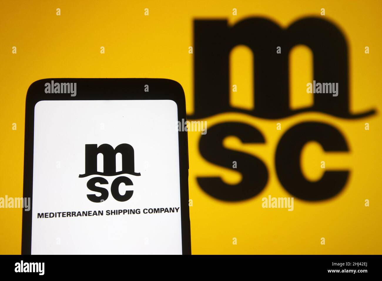In this photo illustration, a MSC Mediterranean Shipping Company logo ...