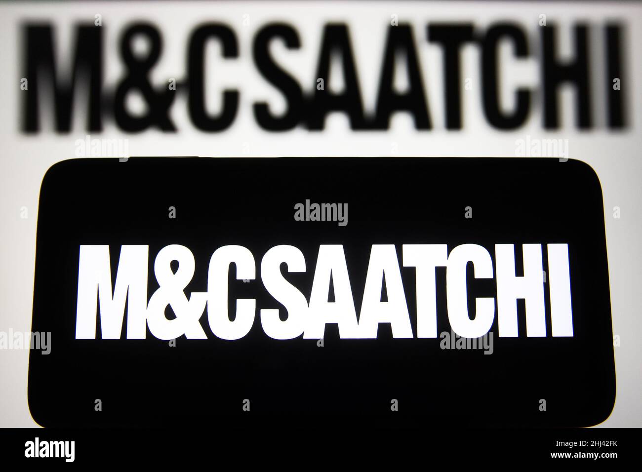 In this photo illustration, a M&C Saatchi Group logo is seen on a ...