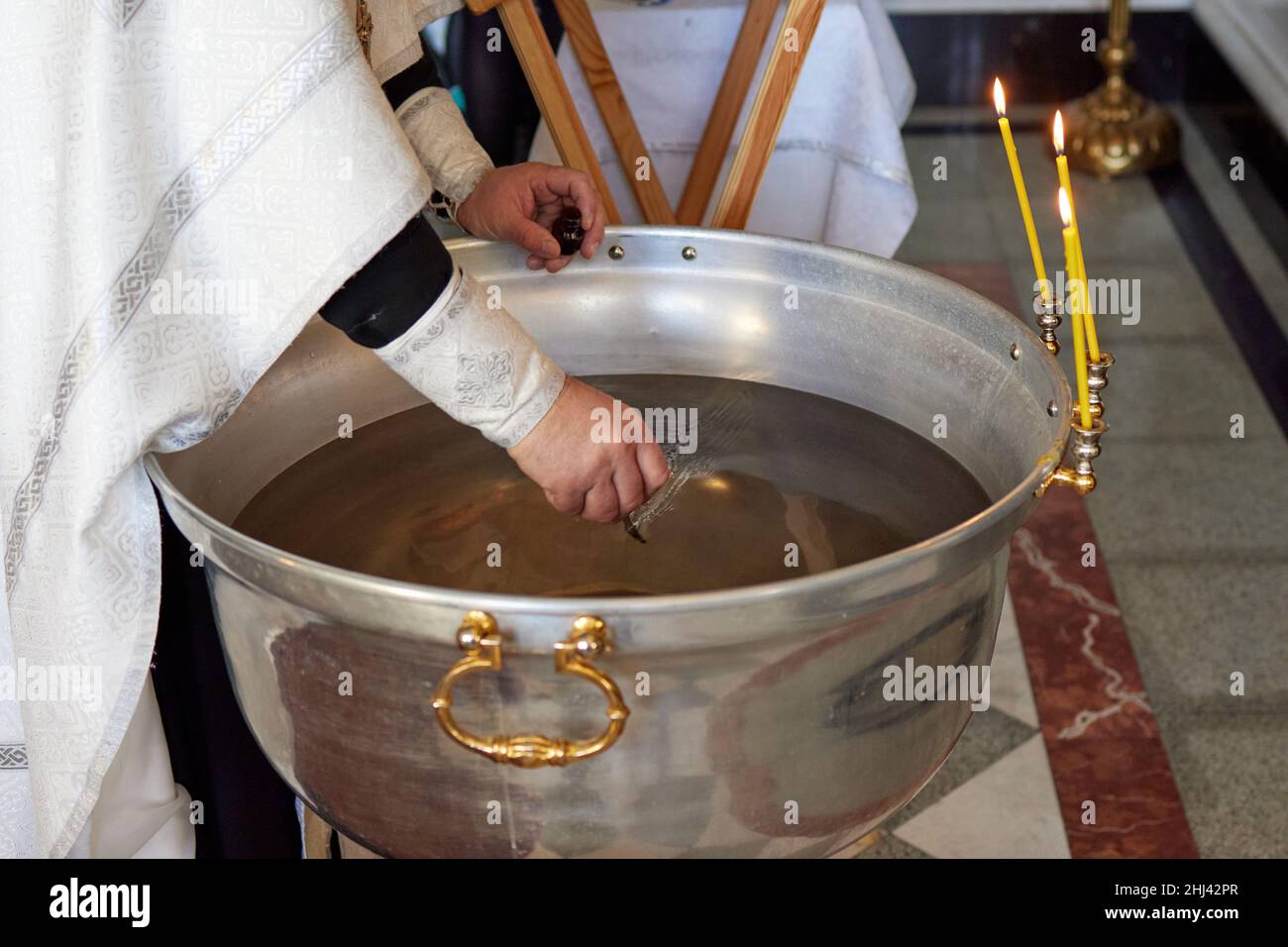 baby christening. Ceremony of a christening in Christian church ...
