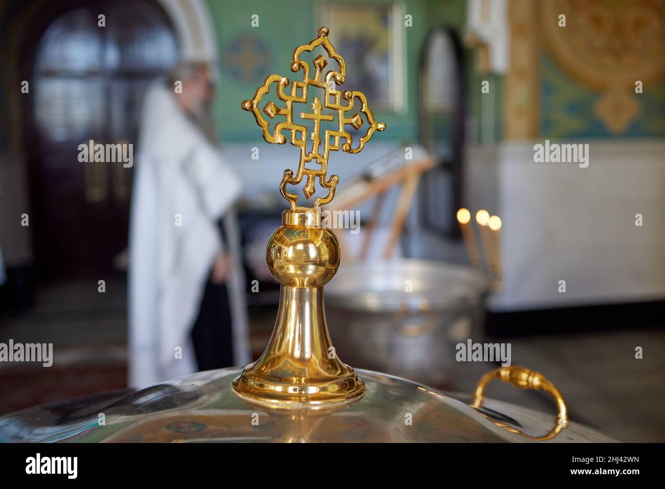 baby christening. Ceremony of a christening in Christian church ...