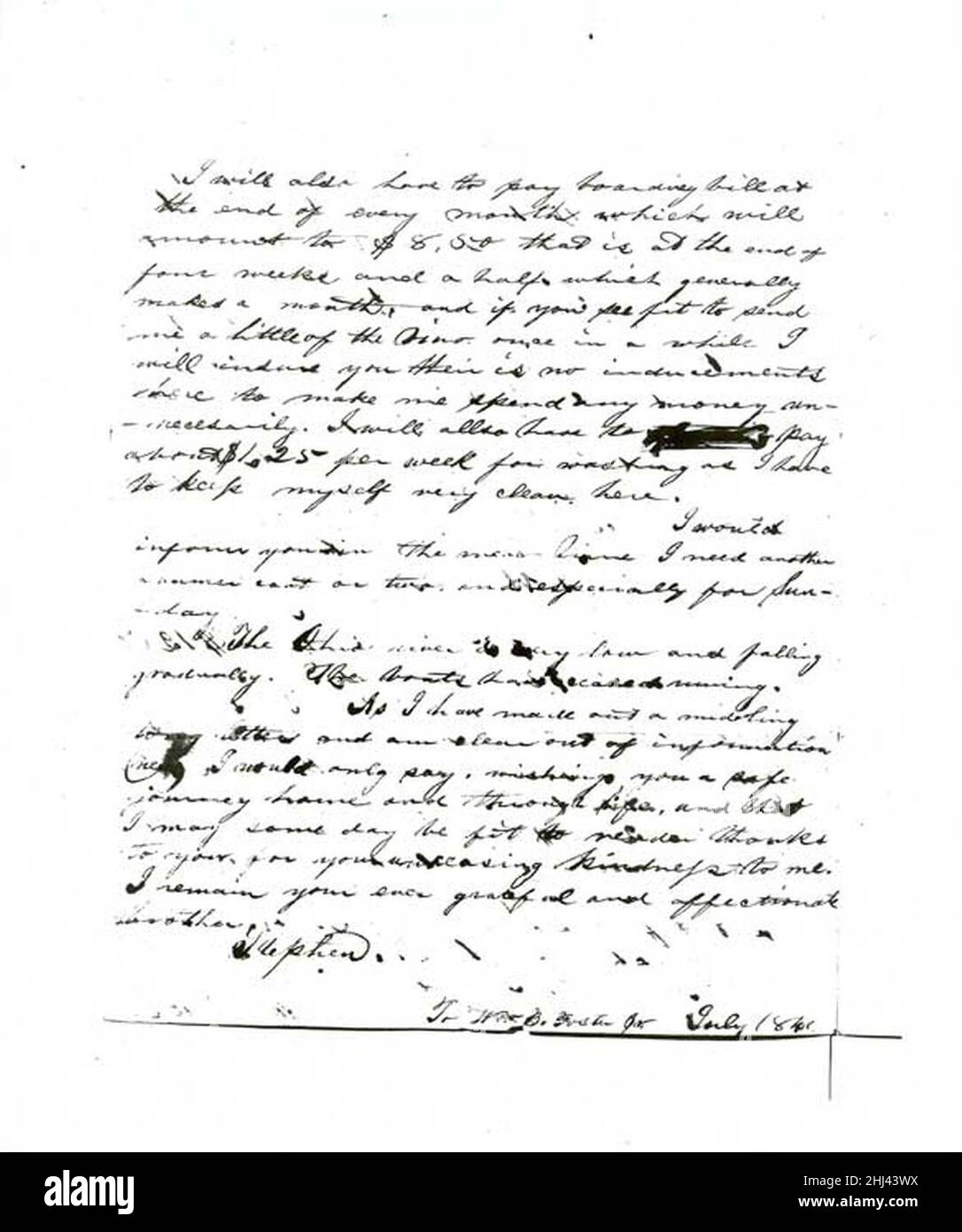 Steven Foster letter page 2 Stock Photo - Alamy