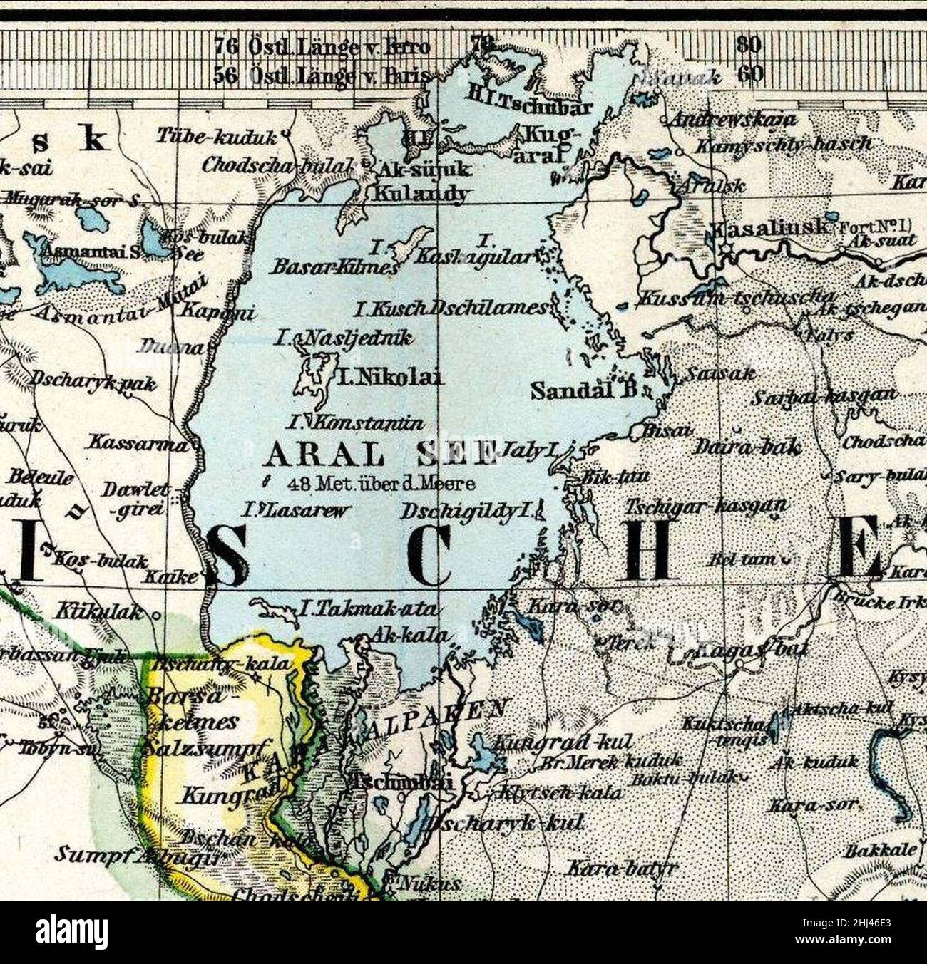 Stielers Handatlas 1891 59 Aral Sea Stock Photo - Alamy