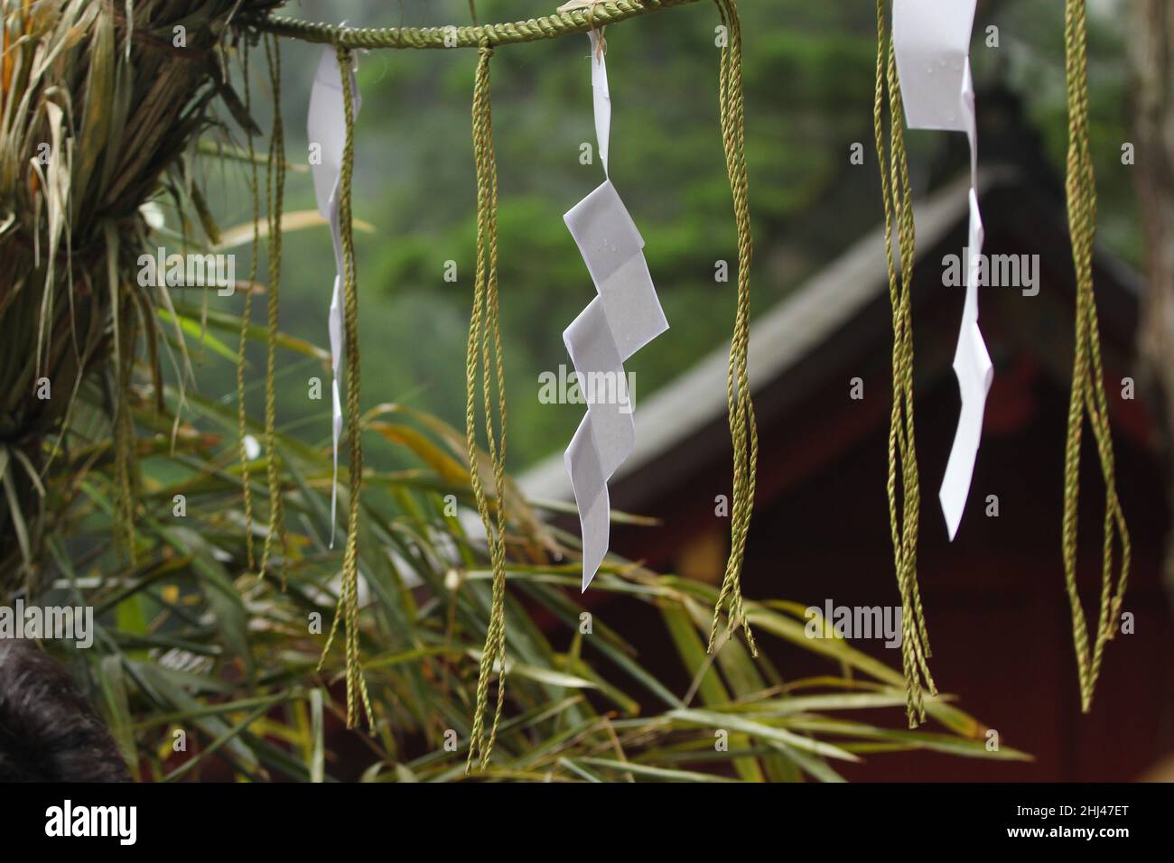 Japanese shinto zigzag-shaped paper streamers (shide) in Nikko ...