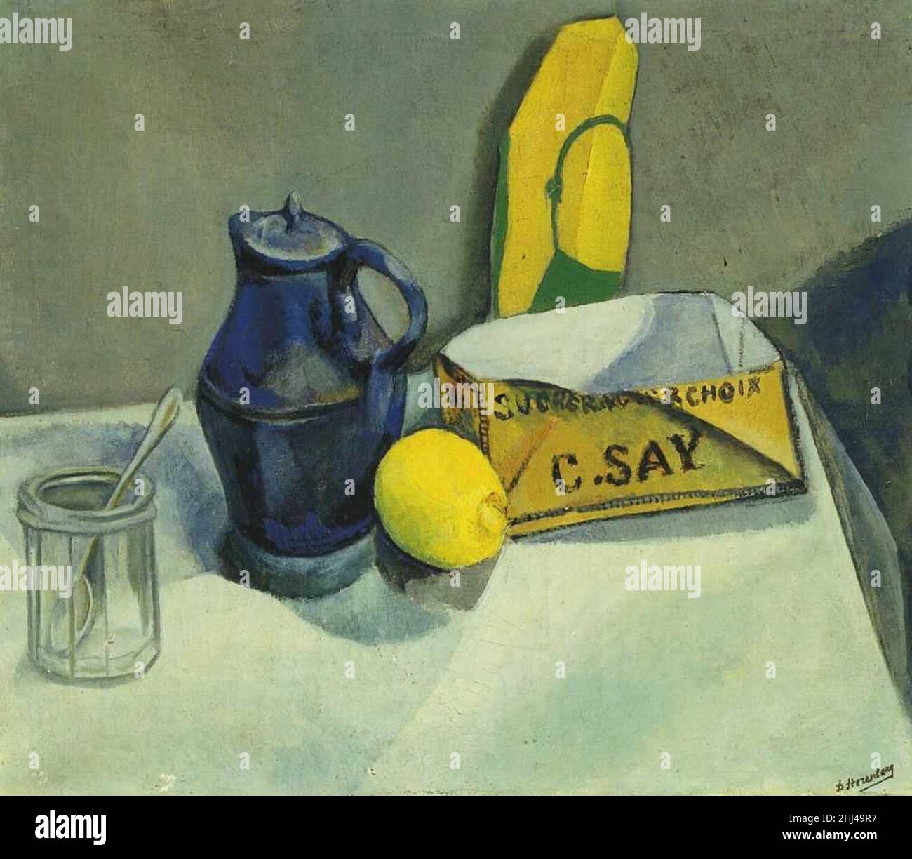 Still Life with a Blue Coffee Pot Stock Photo - Alamy