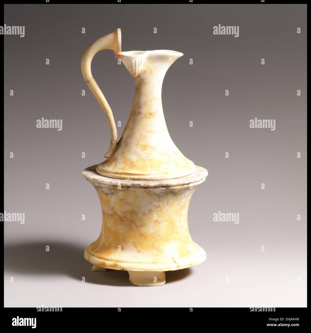 Marble vase in the form a of a pyxis (box) surmounted by an oinochoe ...
