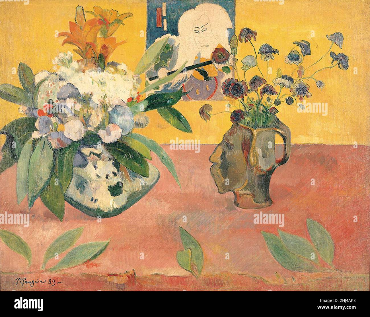 Still Life with Head-Shaped Vase and Japanese Woodcut Stock Photo - Alamy