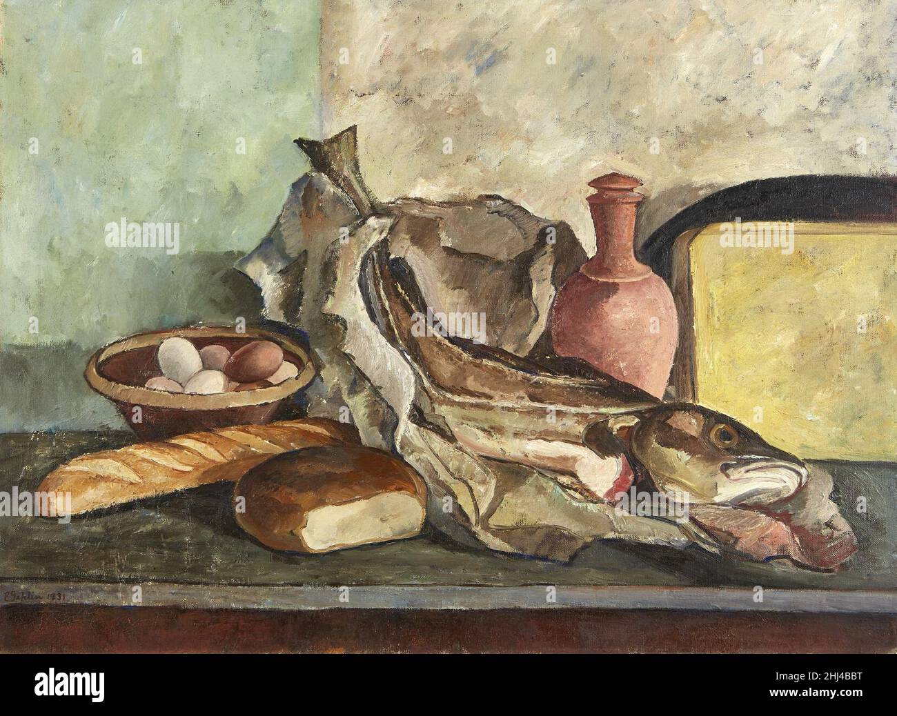 Stilleben med torsk och bröd – Esther Gehlin – 1931 Stock Photo - Alamy