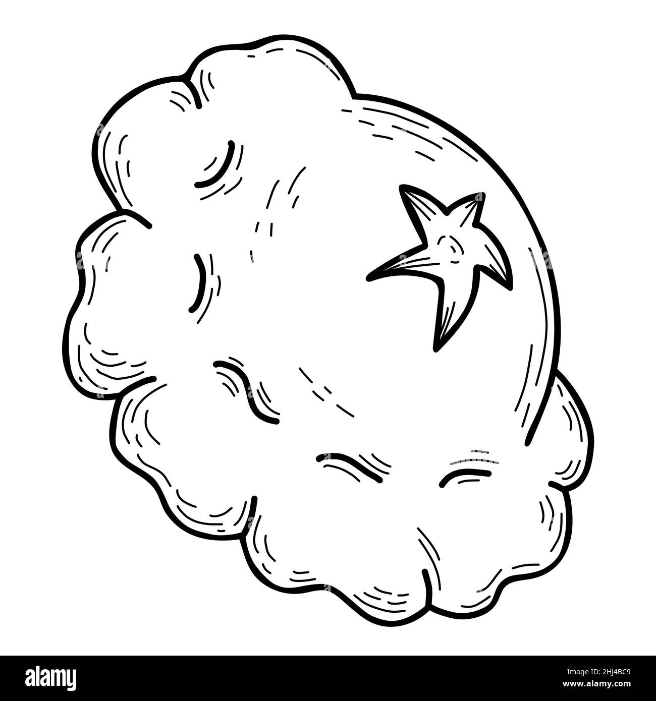 Patisson. Vegetable. Vector illustration. Linear hand drawing in style ...