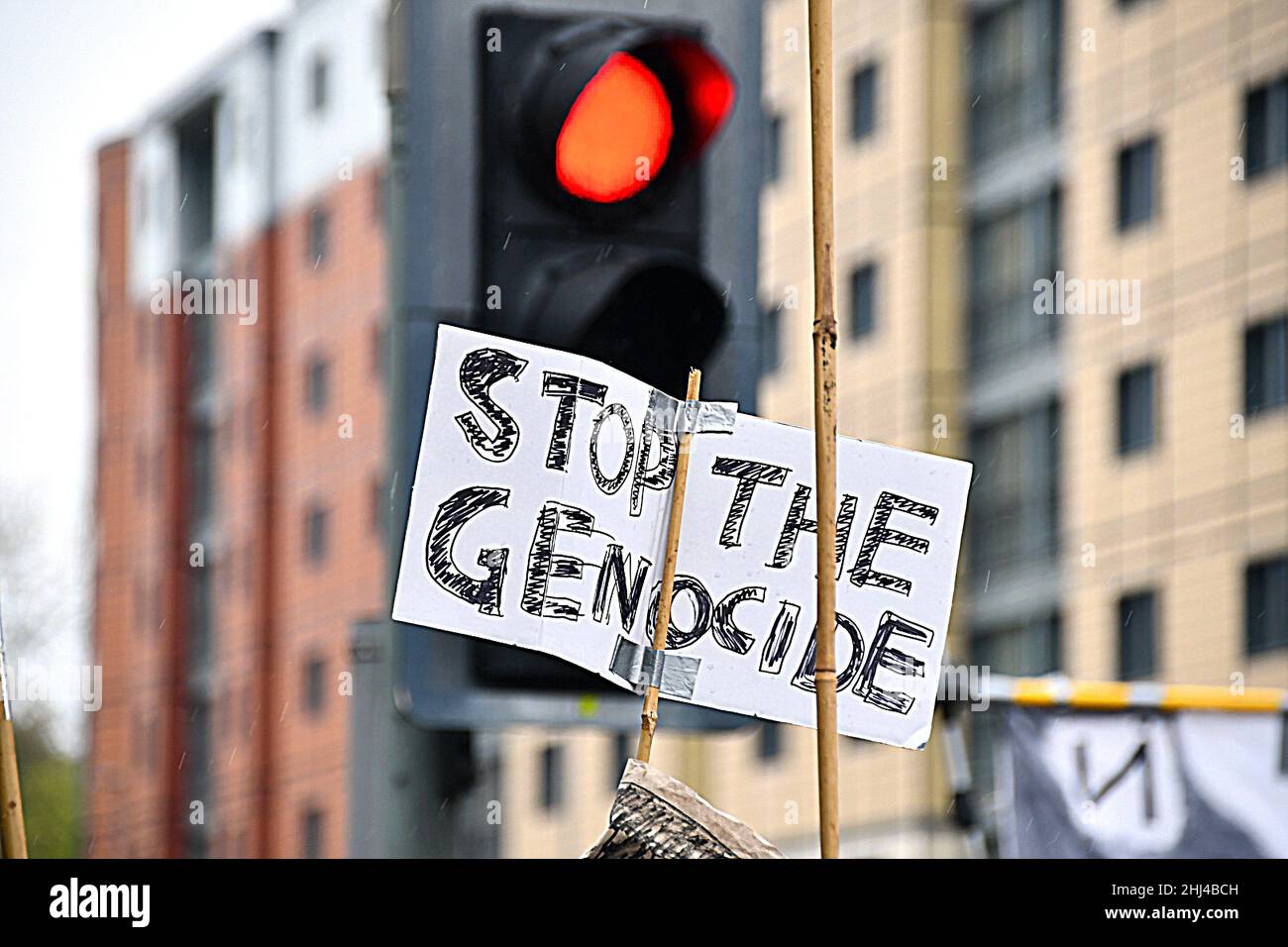 Stop the Genocide Sign at a Palestine Action Protest Stock Photo - Alamy