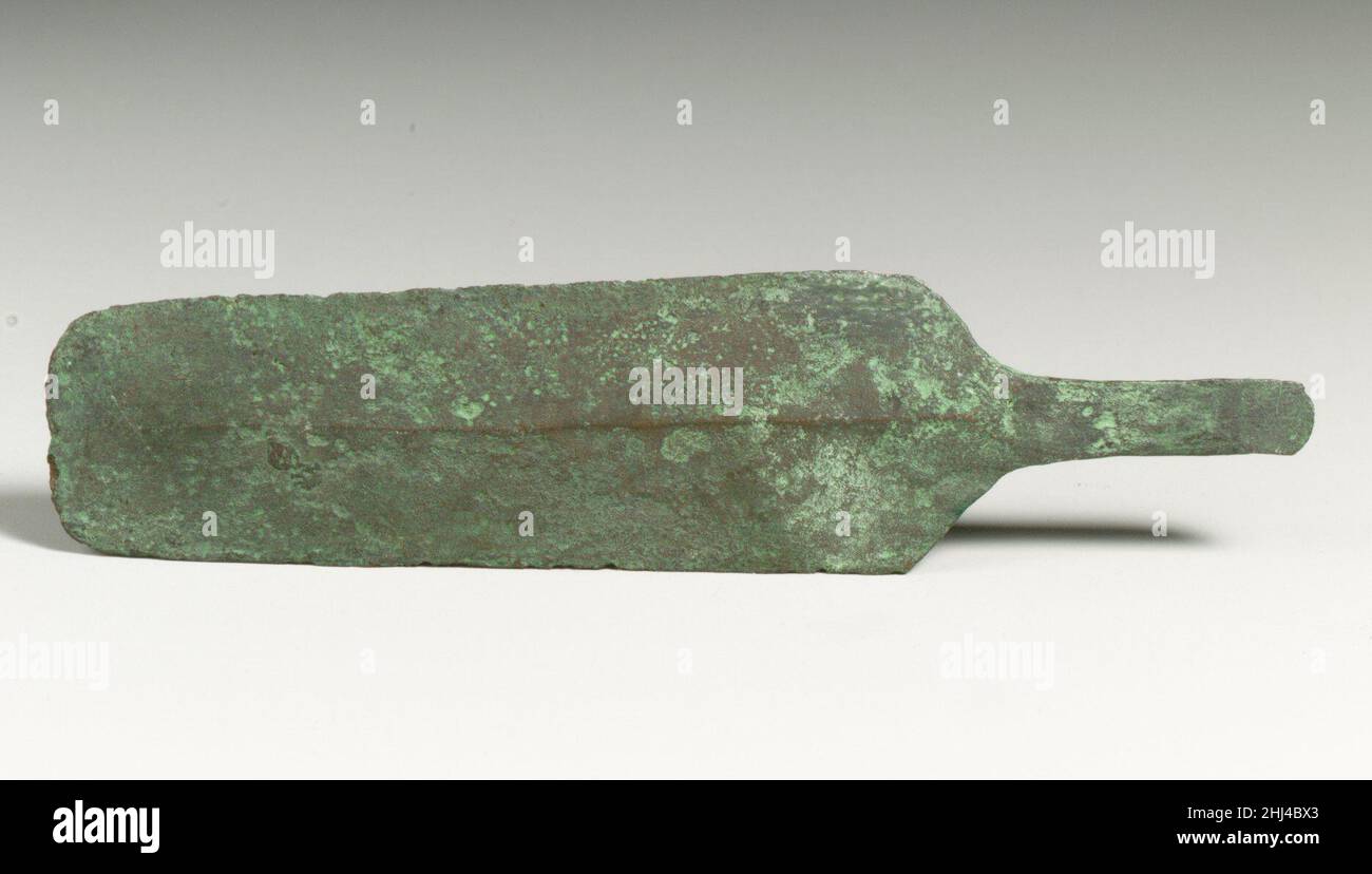 Copper alloy razor ca. 1800–1725 B.C. Cypriot Leaf-shaped blade with ...